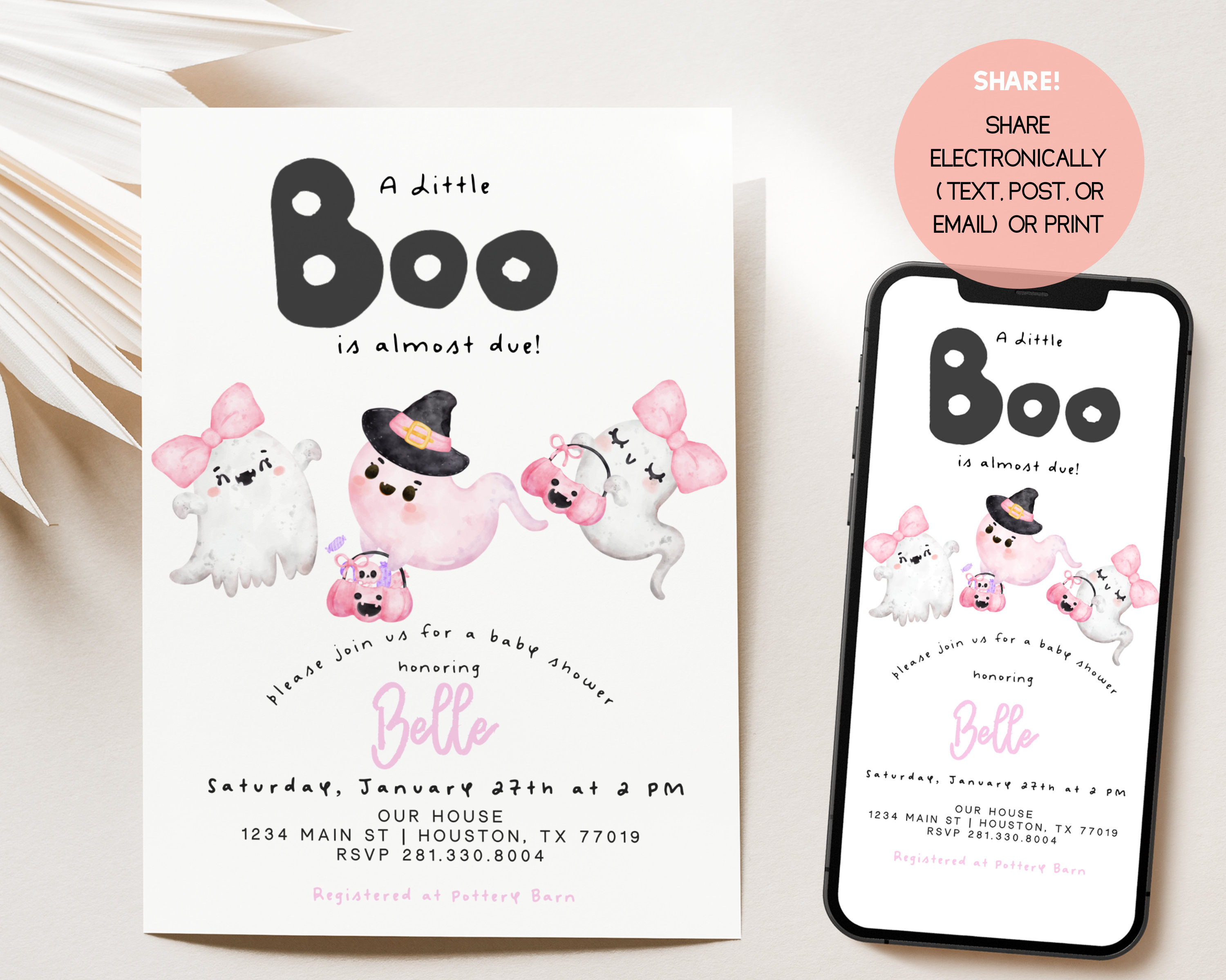 Editable Halloween Baby Shower Invite Bundle A Little Boo Baby Shower ...