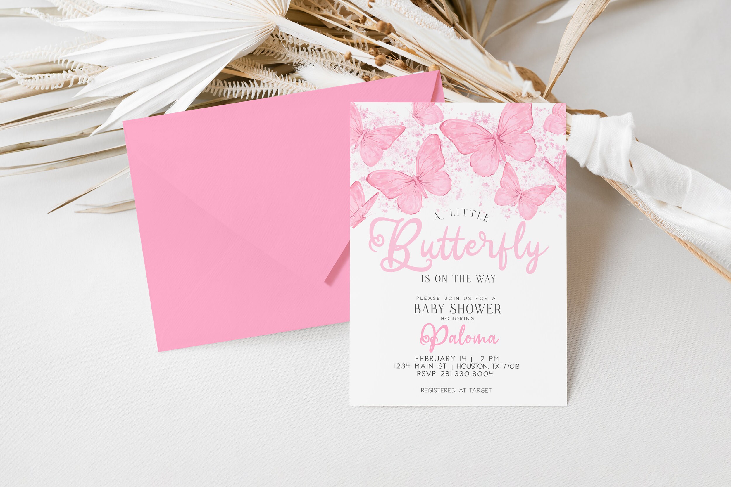 Editable Butterfly Baby Shower Evite | A Little Butterfly is on the Way ...