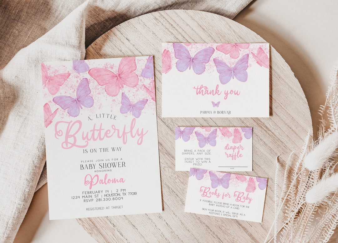 Butterfly Baby Shower Invitation, Girl Baby Shower, Baby Shower Invite ...