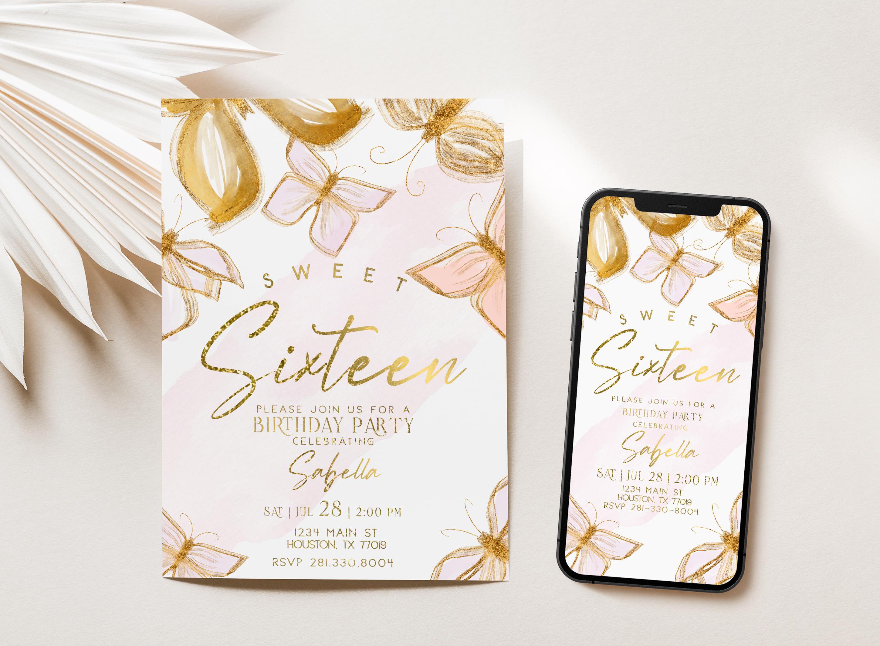 Sweet 16 Invite, Teenage Birthday Invitations, Sweet 16th Birthday ...