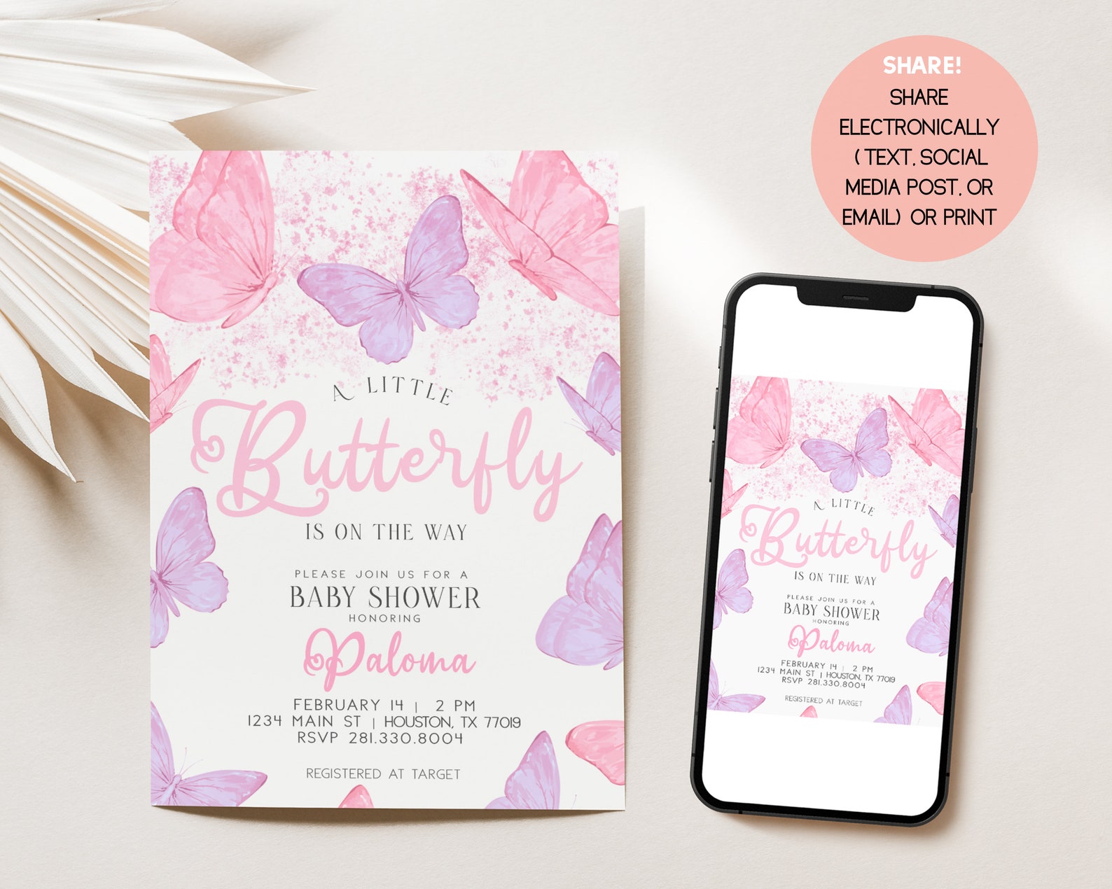 Editable Butterfly Baby Shower Invite A Little Butterfly is - Etsy