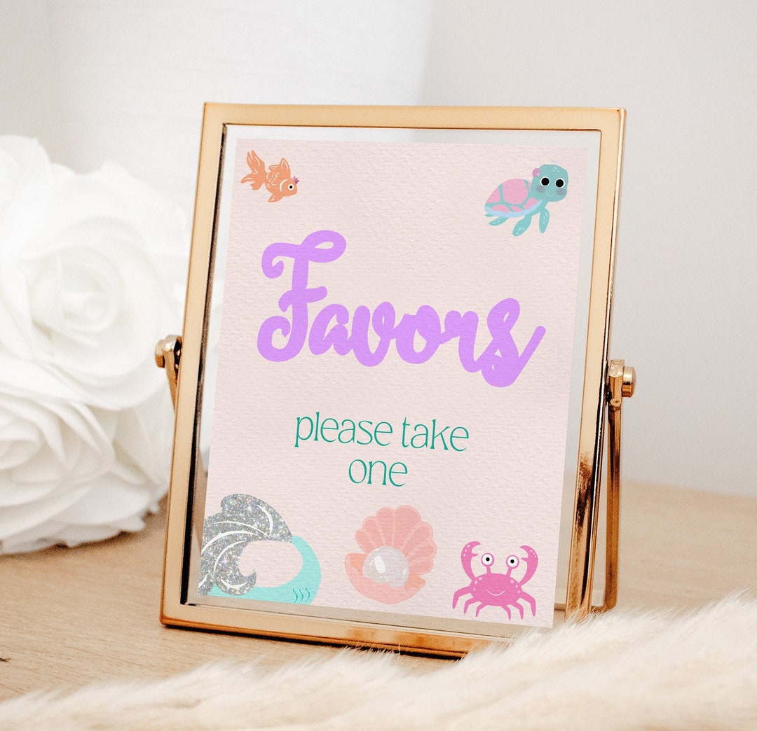 Editable Mermaid Favors Sign, Favors Table Sign, Mermaid Birthday Party ...