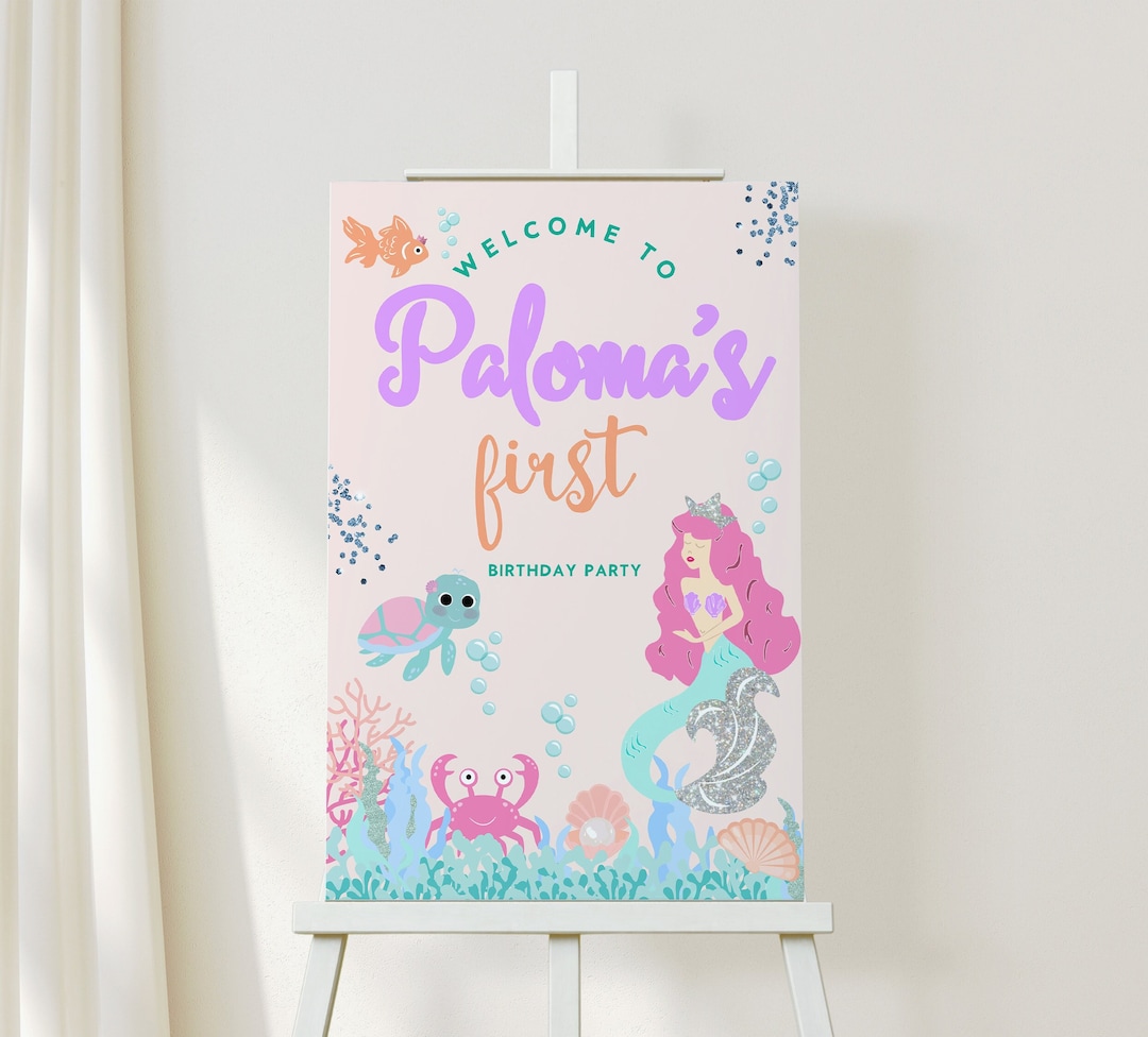 Editable Mermaid Welcome Sign, Mermaid Party Welcome Poster, Birthday ...