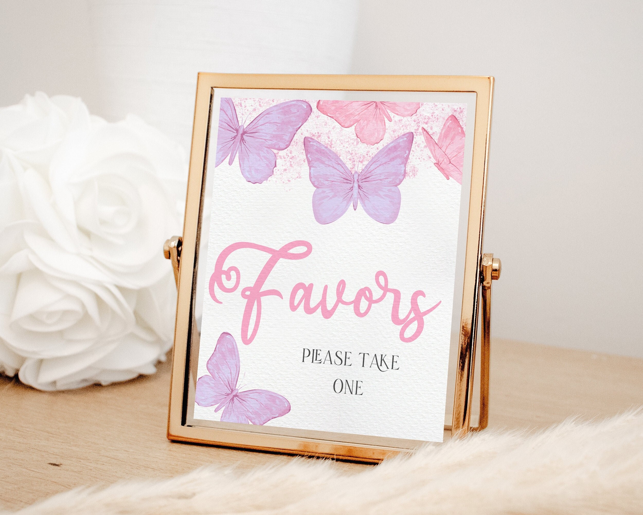 Editable Butterfly Baby Shower Favors Sign 8x10 | A Little Butterfly is ...