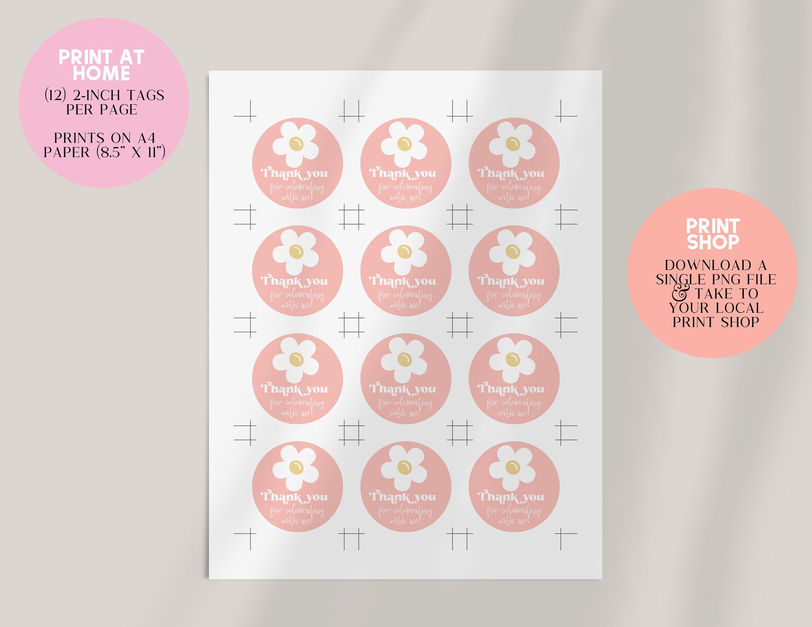 Editable Daisy Favor Tags | Daisy Gift Tags | Daisy Party Décor | Round ...