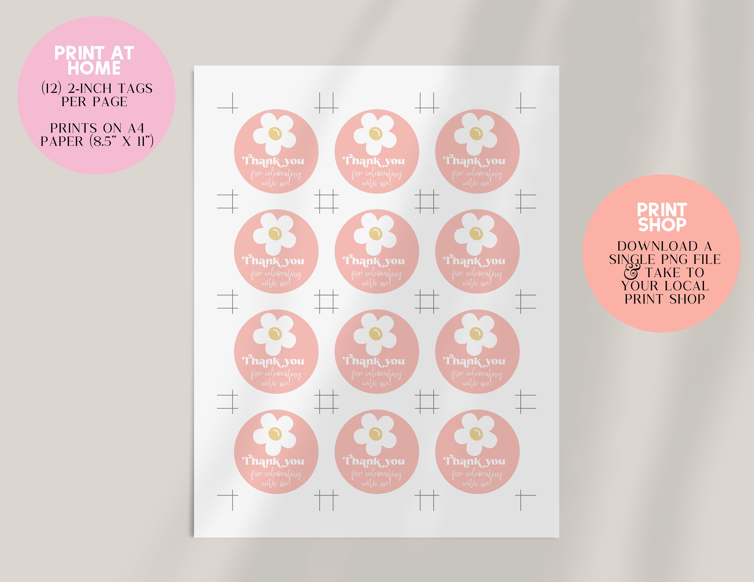 Editable Daisy Favor Tags | Daisy Gift Tags | Daisy Party Décor | Round ...