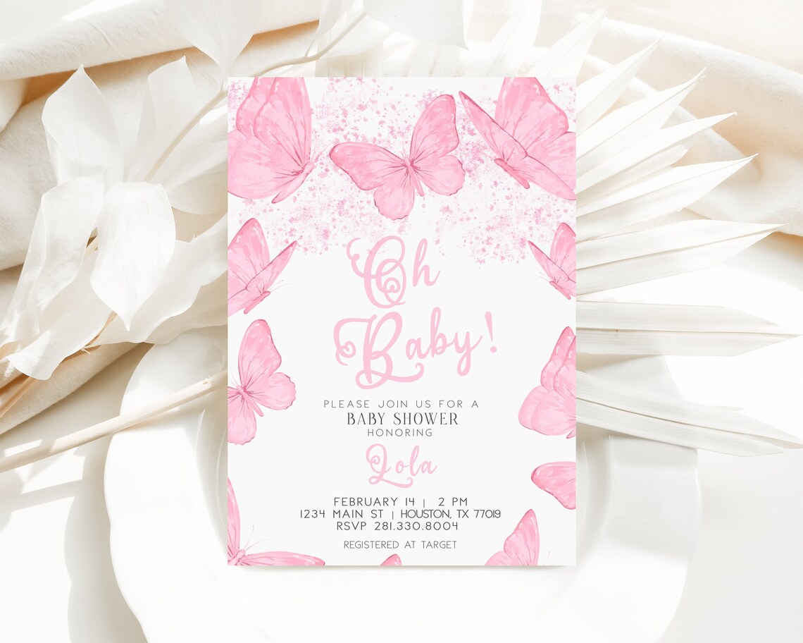 Editable Butterfly Baby Shower Invitation Oh Baby Butterfly Printable ...