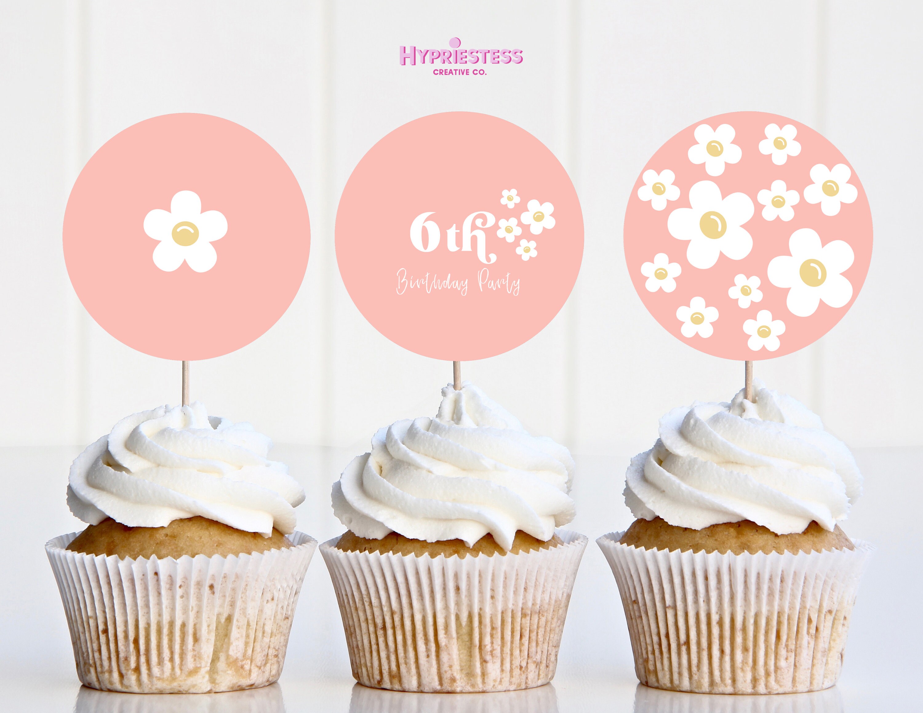 Editable Daisy Cupcake Toppers | Daisy Birthday Décor | Round or Square ...