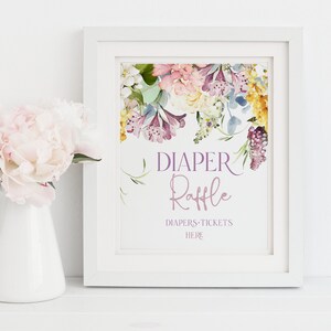 Floral Diaper Raffle Sign, Baby Shower, Baby in Bloom, Wildflower ...
