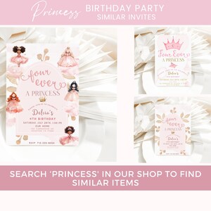 Four Ever A Princess Birthday Invite, Princess Party, Girls Fourth ...