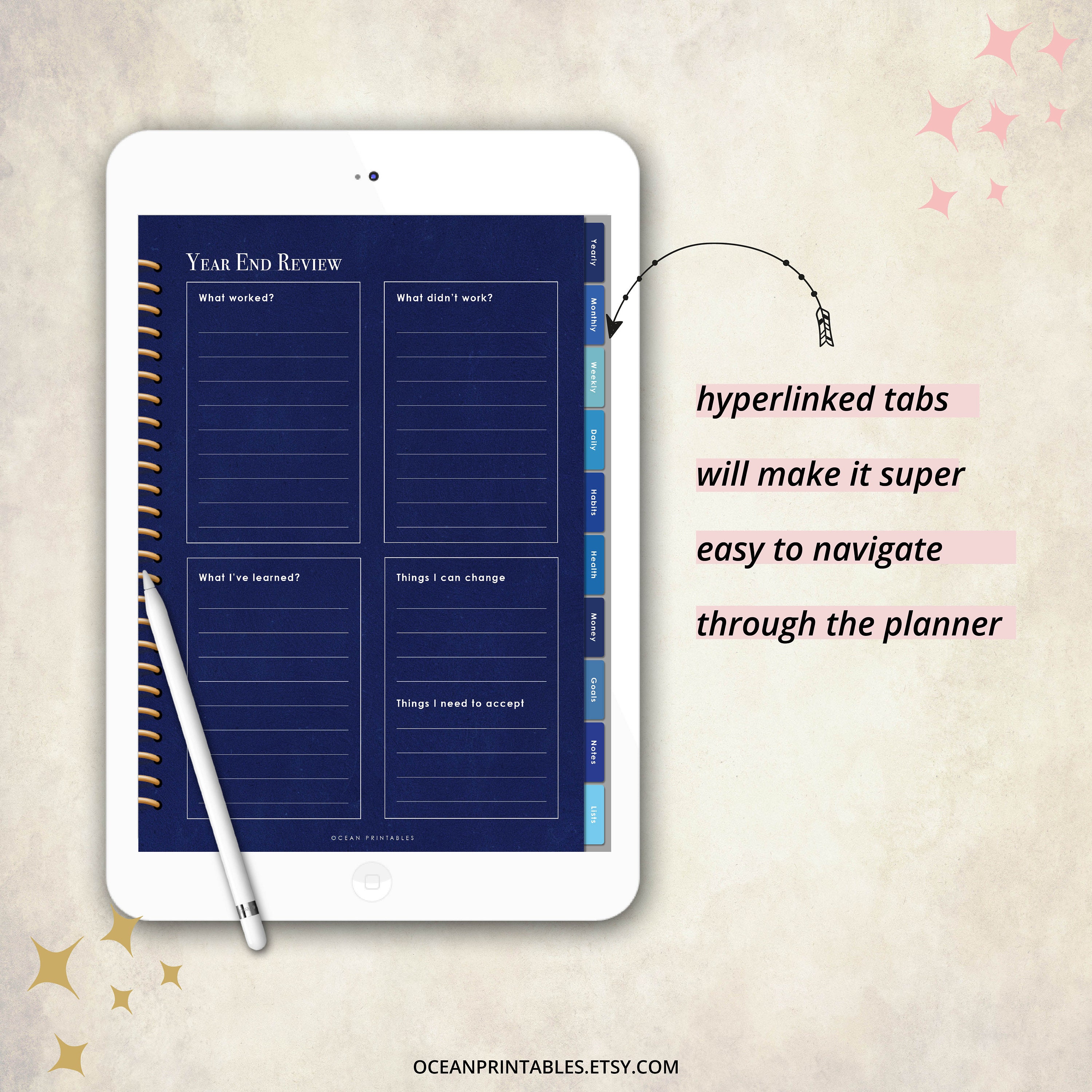 Dark Undated Digital Planner for Goodnotes, Noteshelf, Xodo, Ipad,ipad ...