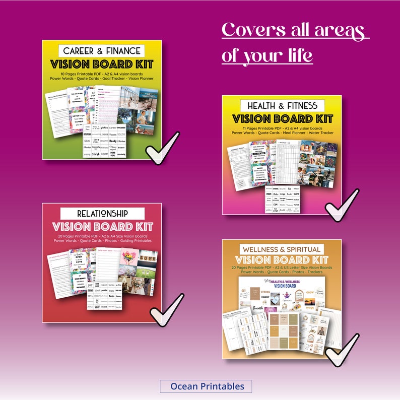 Ultimate Vision Board Printables Bundle Vision Board Party Kit Ideas