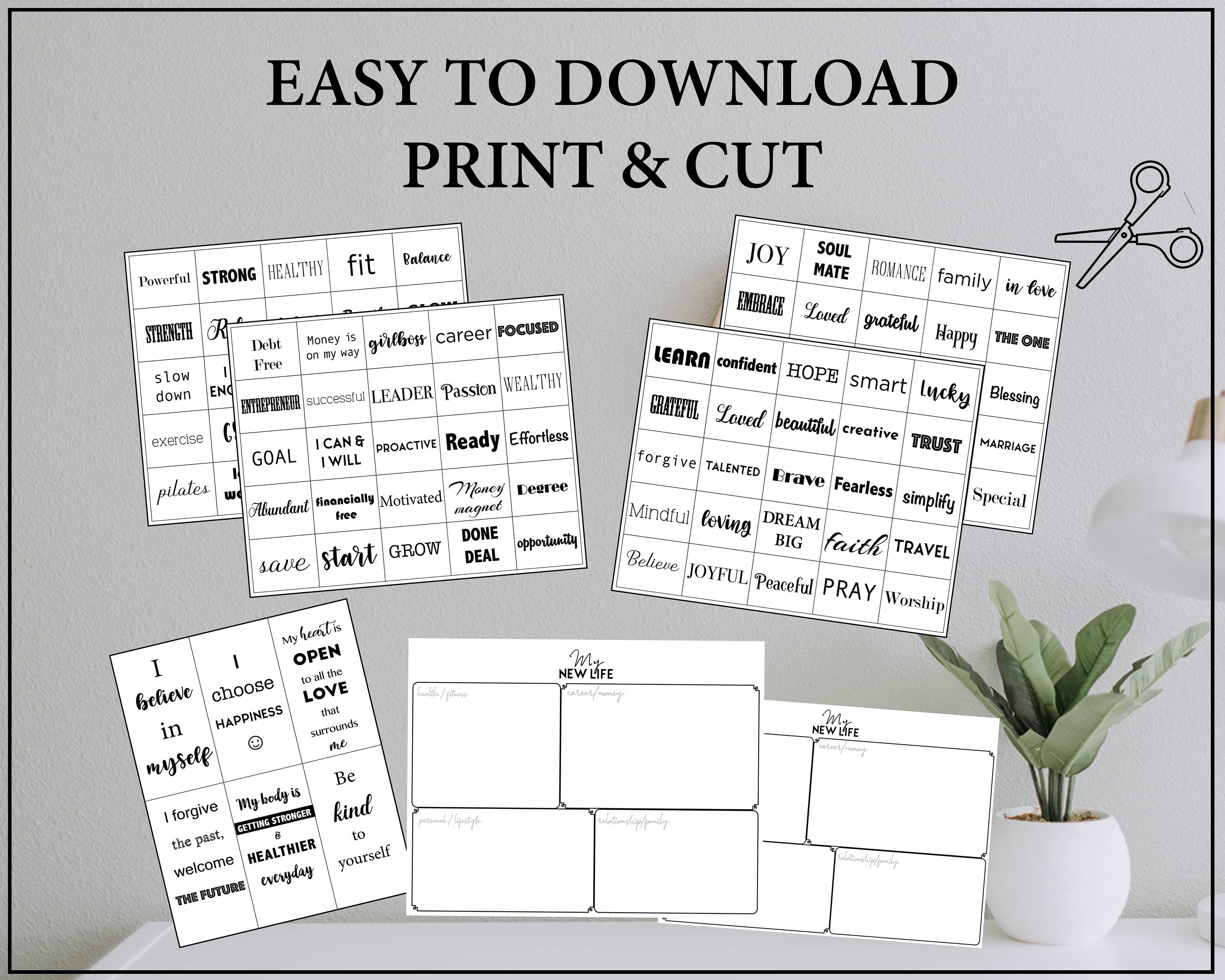 Vision Board Kit Power Words Printable Affirmation Quote - Etsy UK