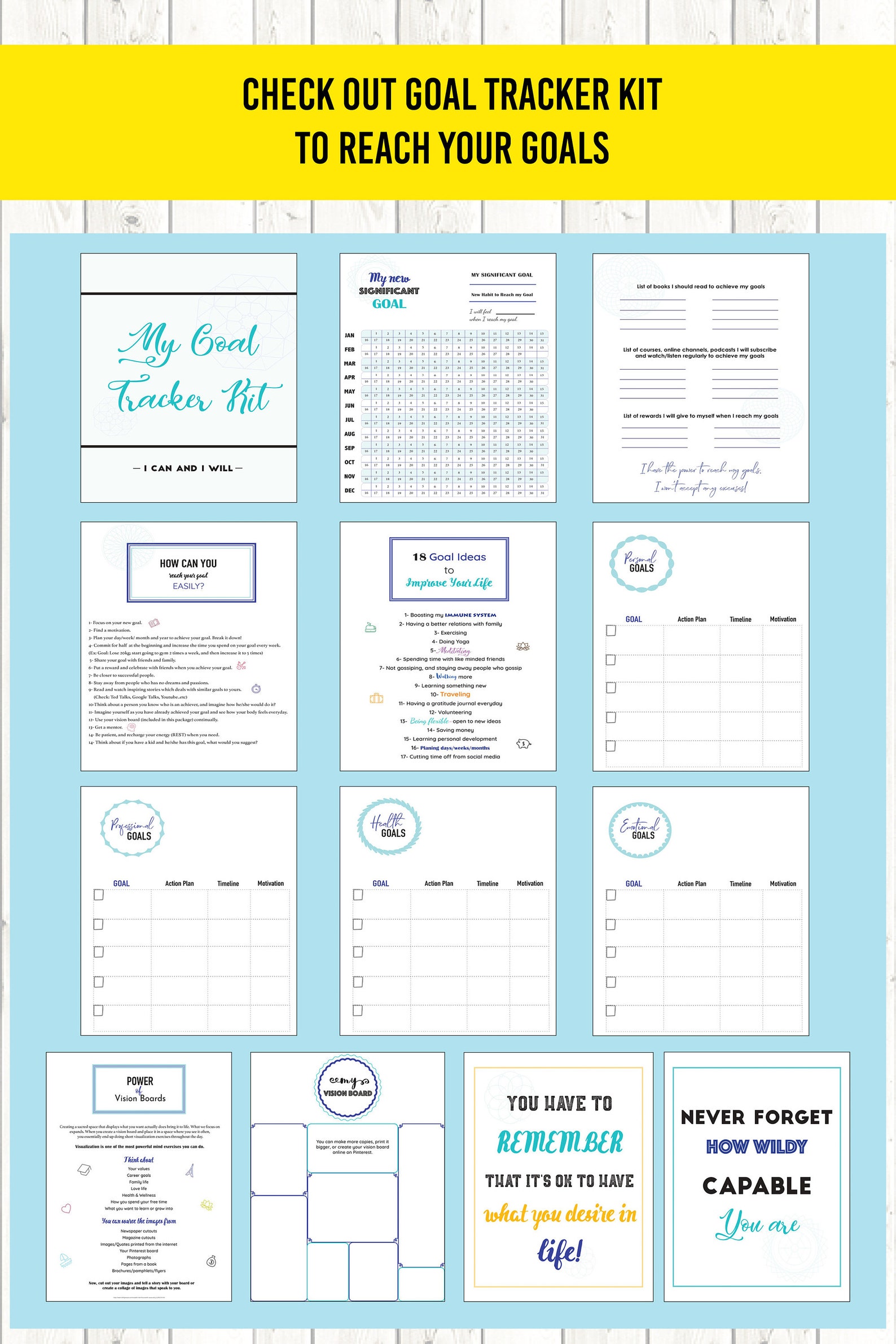 Health Fitness Vision Board Printables 2024 Manifest Weight Loss