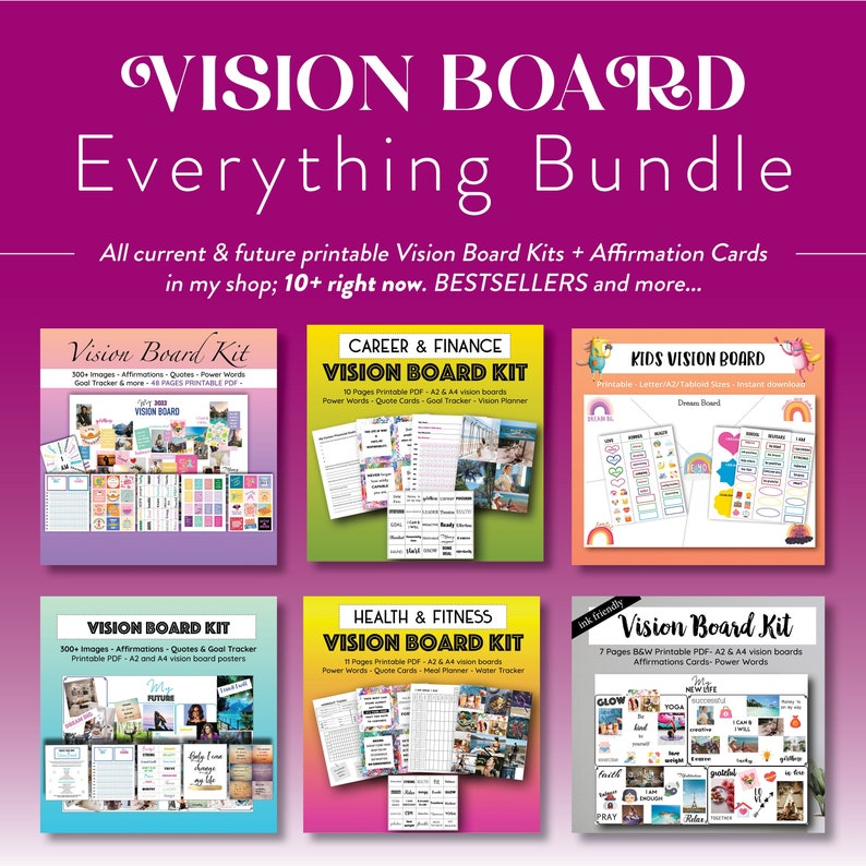 Ultimate Vision Board Printables Bundle Vision Board Party Kit Ideas