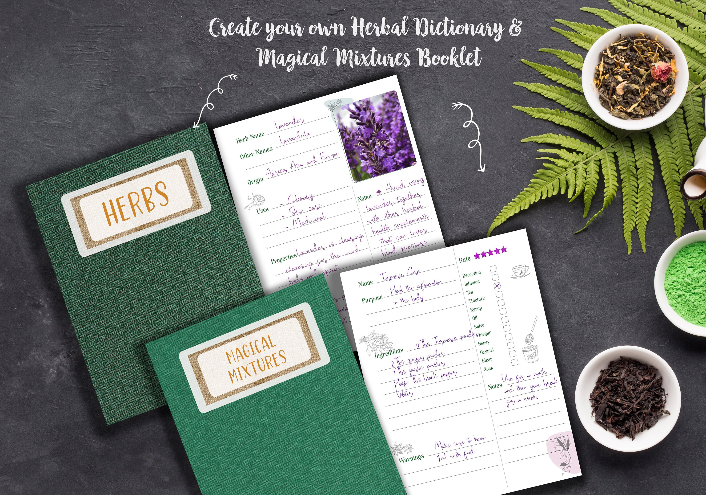 Printable Herbalist Planner, Natural Healing Journal, Botanical Herbs ...