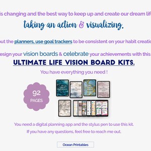 Digital Ultimate Life Vision Board Kit 2025, Dream Board for Goodnotes ...