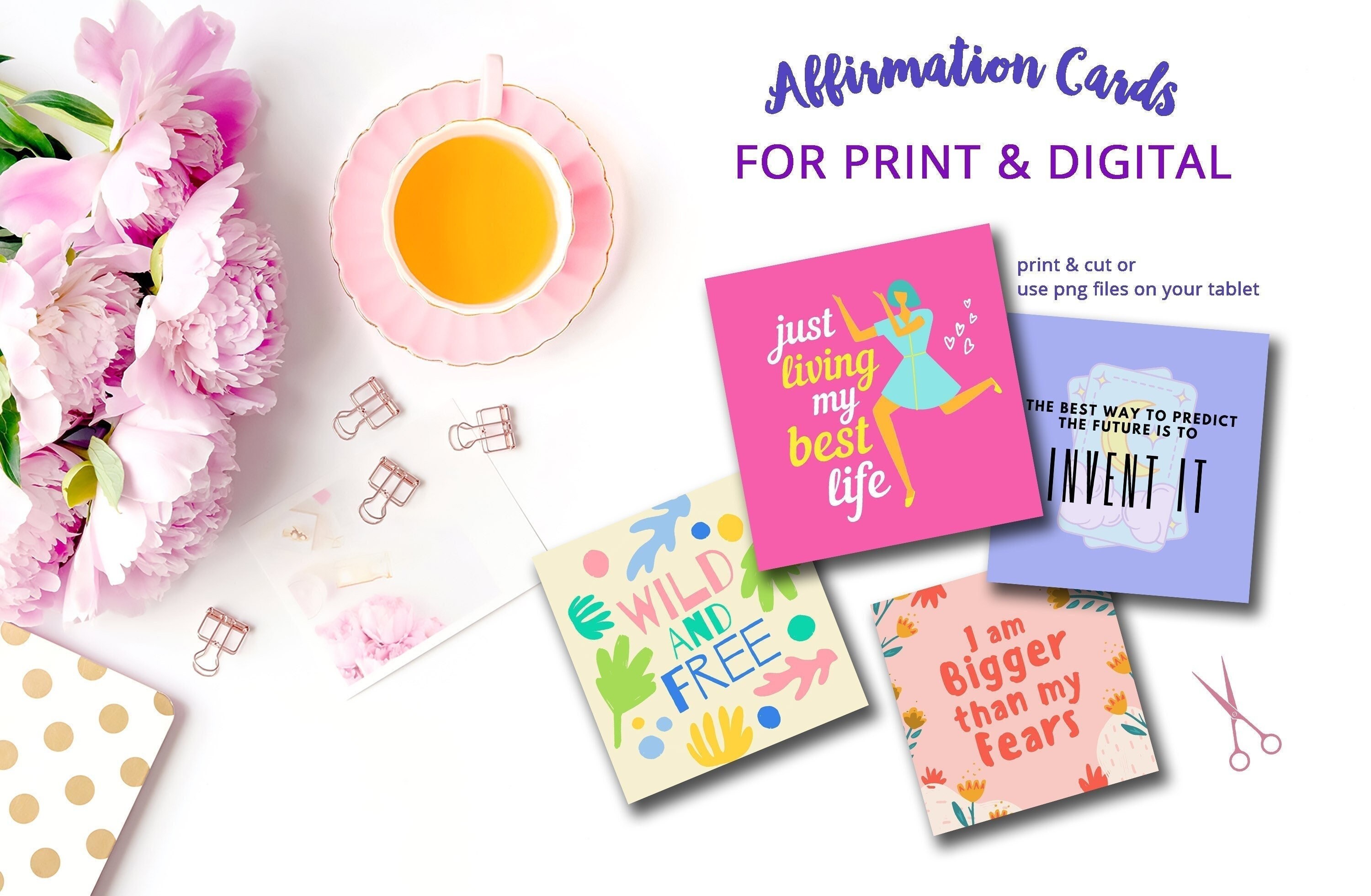 Vision Board Card Deck, Printable Affirmation Quote Cards, Memory Dream ...