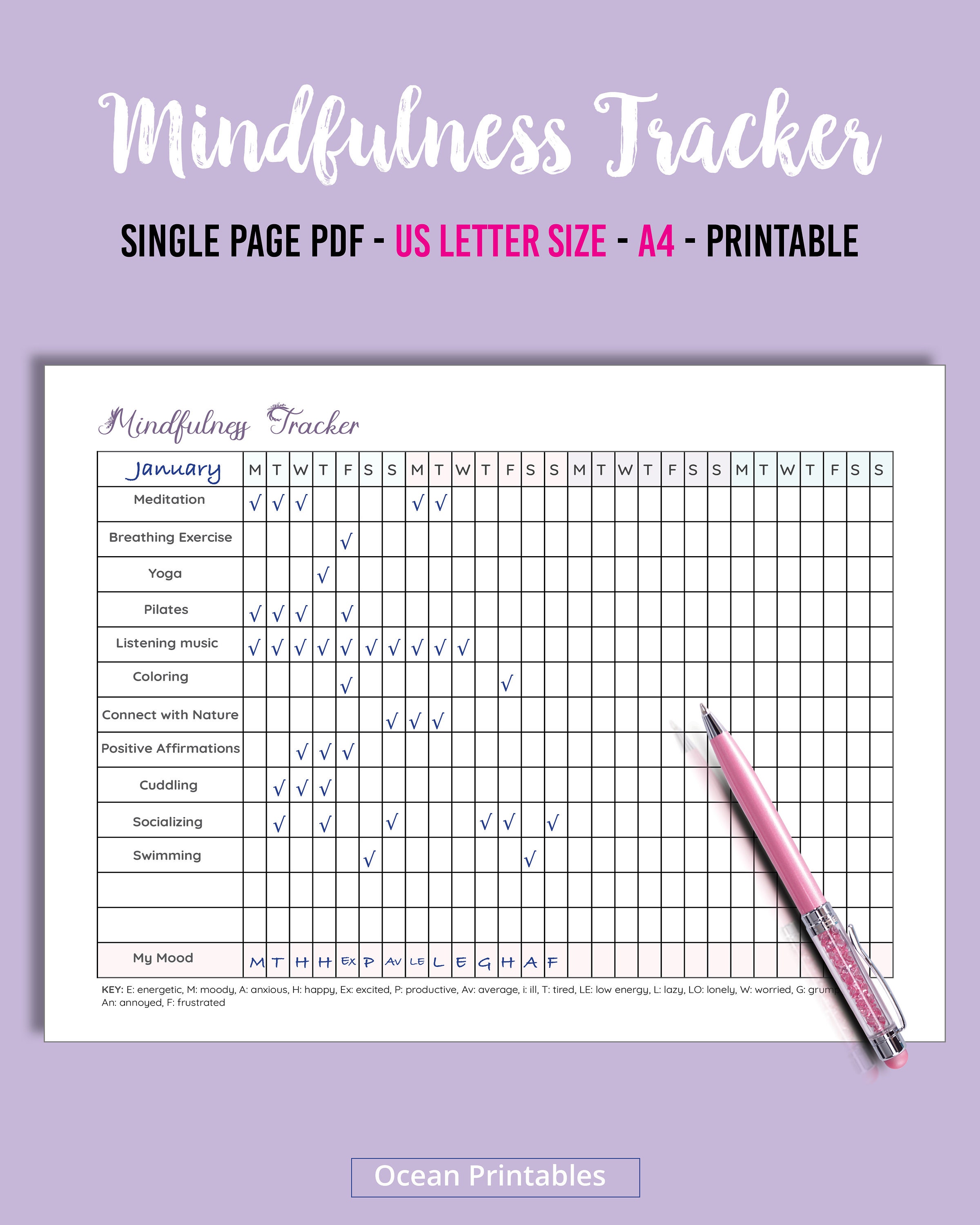 Mindfulness Journal Tracker Wellness Planner Health Journal - Etsy