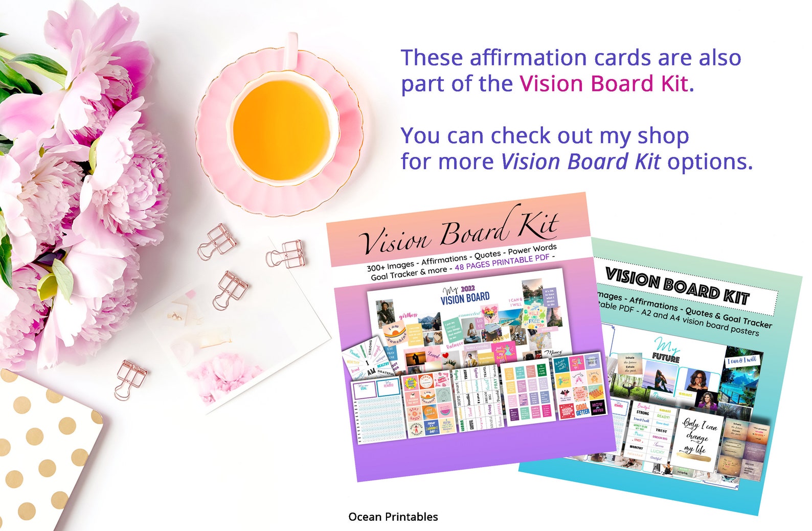 Vision Board Card Deck, Printable Affirmation Quote Cards, Memory Dream ...