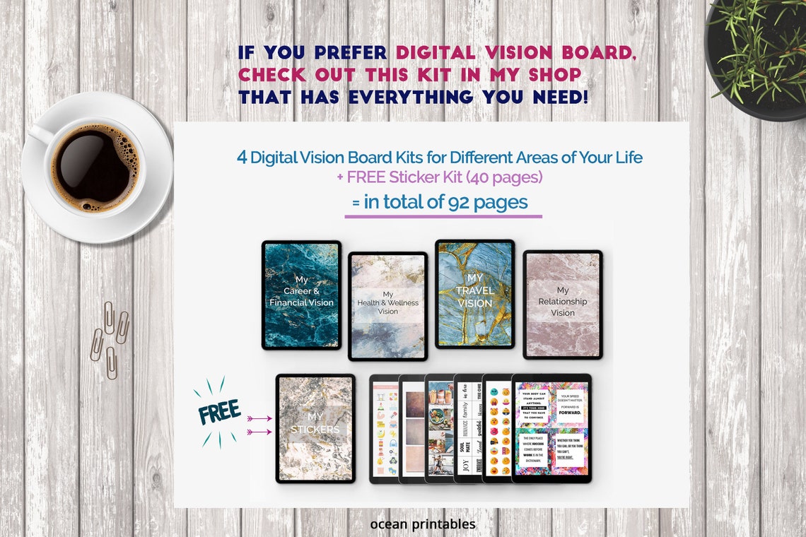 Printable Wellness & Spiritual Vision Board Kit 2026, Manifestation ...