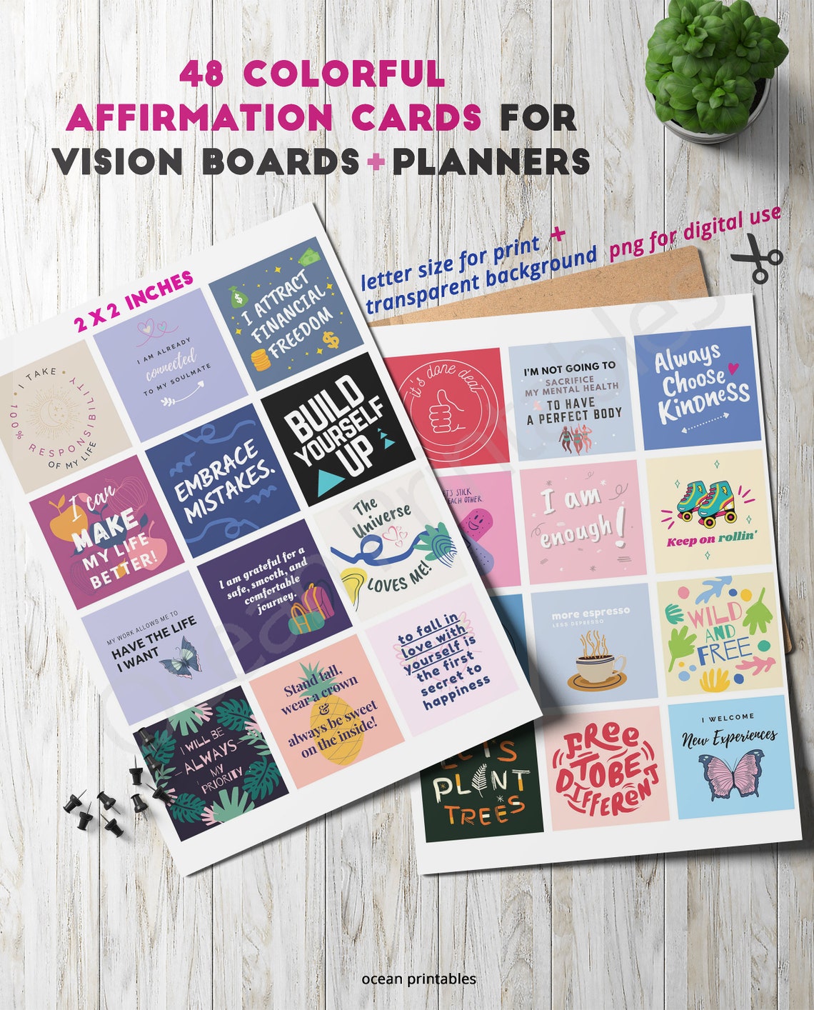 Vision Board Card Deck, Printable Affirmation Quote Cards, Memory Dream ...