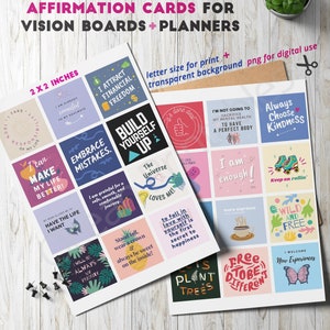 Vision Board Card Deck, Printable Affirmation Quote Cards, Memory Dream ...