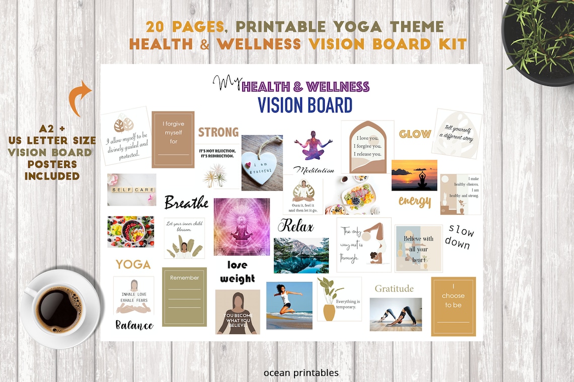 Printable Wellness & Spiritual Vision Board Kit 2024, Manifestation ...