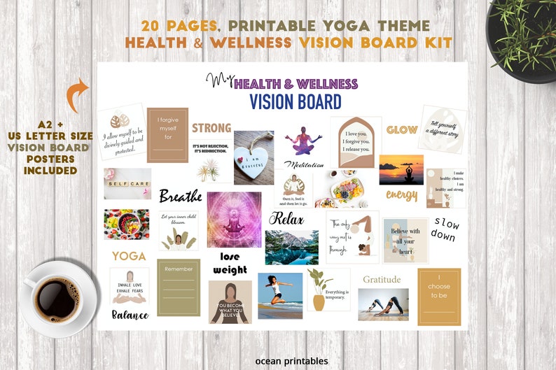 Printable Wellness & Spiritual Vision Board Kit 2025, Manifestation ...