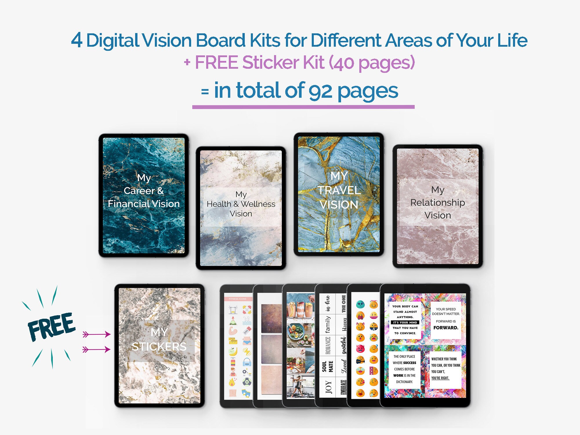Digital Ultimate Life Vision Board Kit 2024, Dream Board for Goodnotes ...