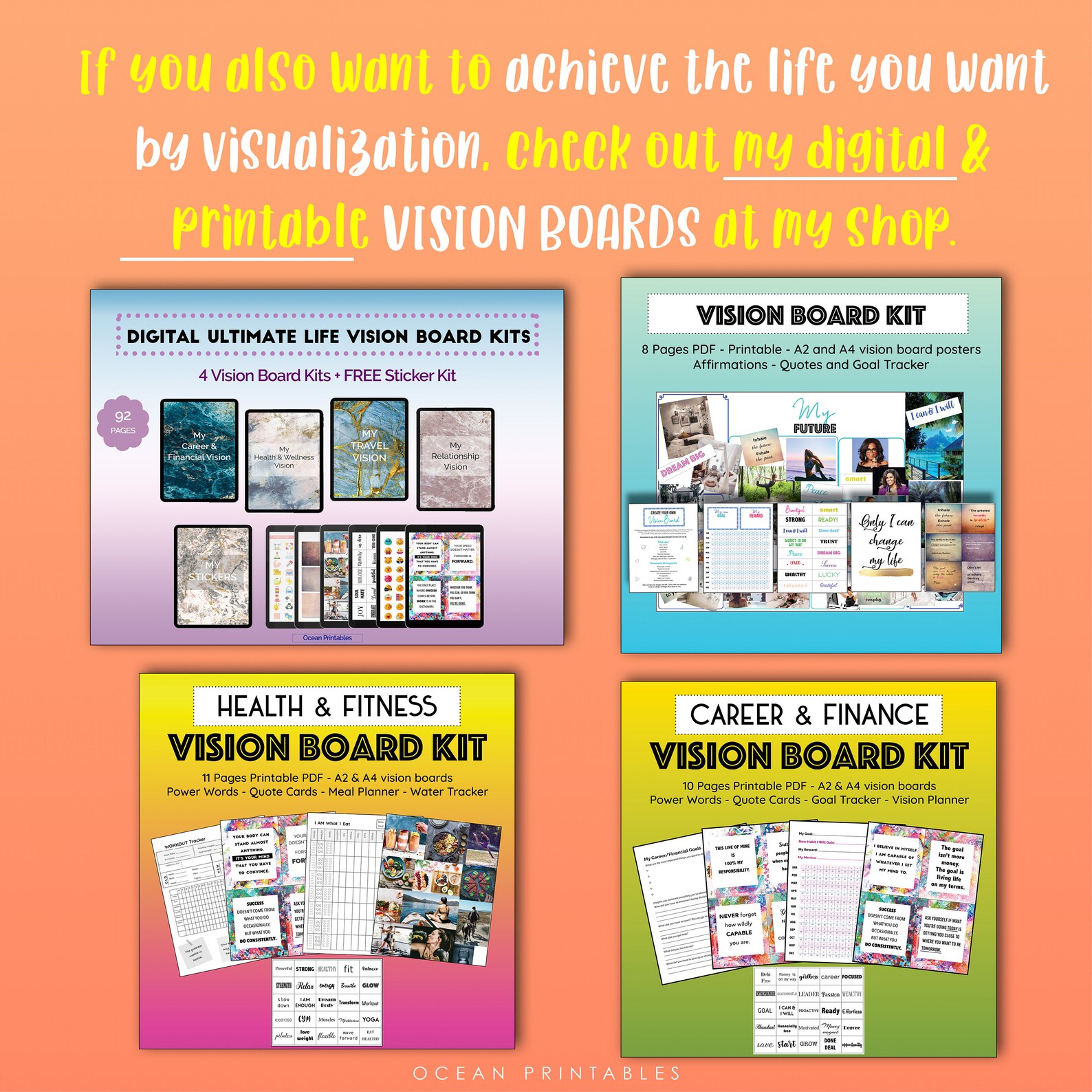 Kids Vision Board Printable Kit, Homeschool Worksheets for Kids, Home ...