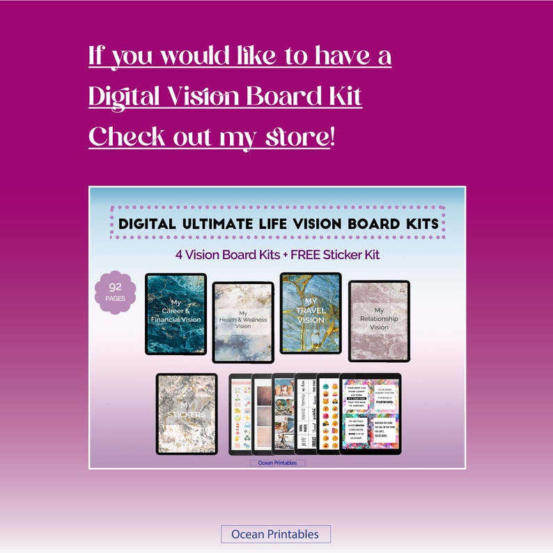 Ultimate Vision Board Printables Bundle Vision Board Party Kit Ideas