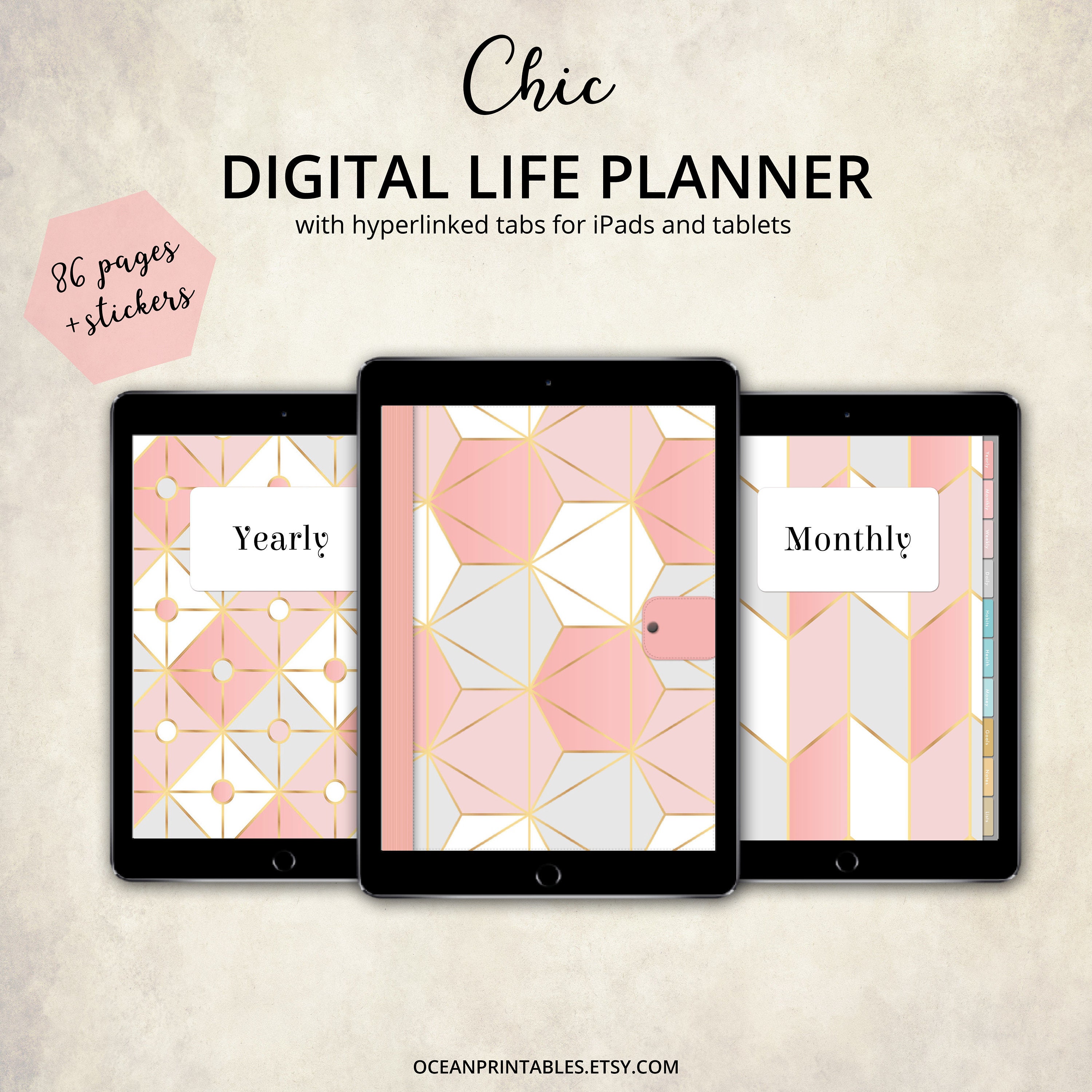 Chic Undated Digital Planner for Goodnotes, Noteshelf, Xodo, Ipads,ipad ...