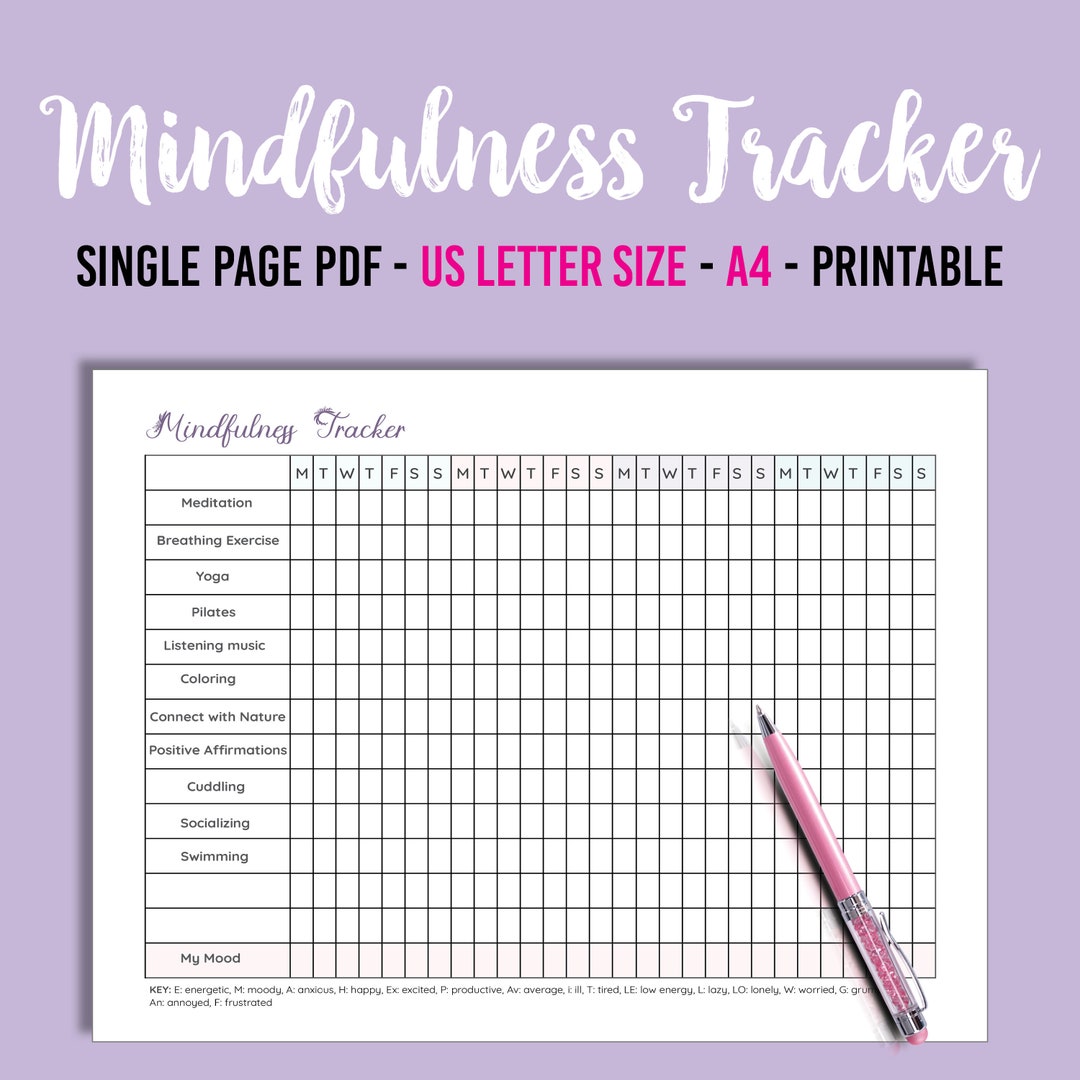 Mindfulness Journal Tracker, Wellness Planner, Health Journal ...