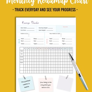 Exercise Tracker, Monthly Fitness Planner, Workout Tracker, Gym Diary ...
