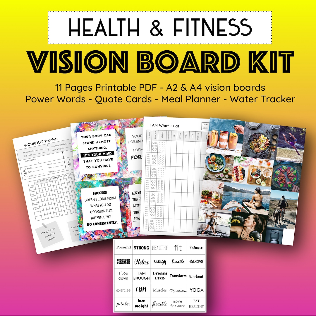 Health Fitness Vision Board Printables 2024 Manifest Weight Loss