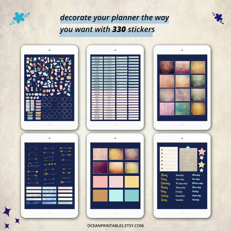 Dark Undated Digital Planner for Goodnotes, Noteshelf, Xodo, Ipad,ipad ...