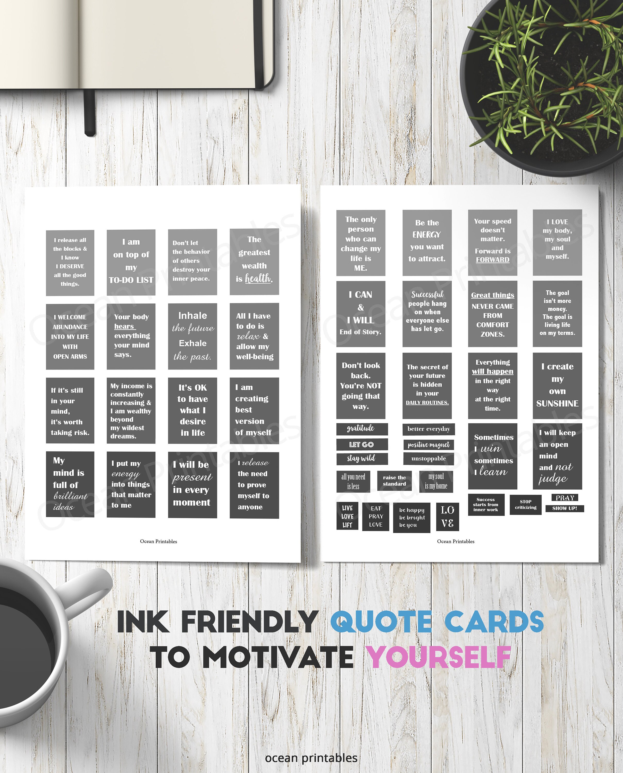 Vision Board Kit Printables Ink Friendly, Manifestation Power Words ...