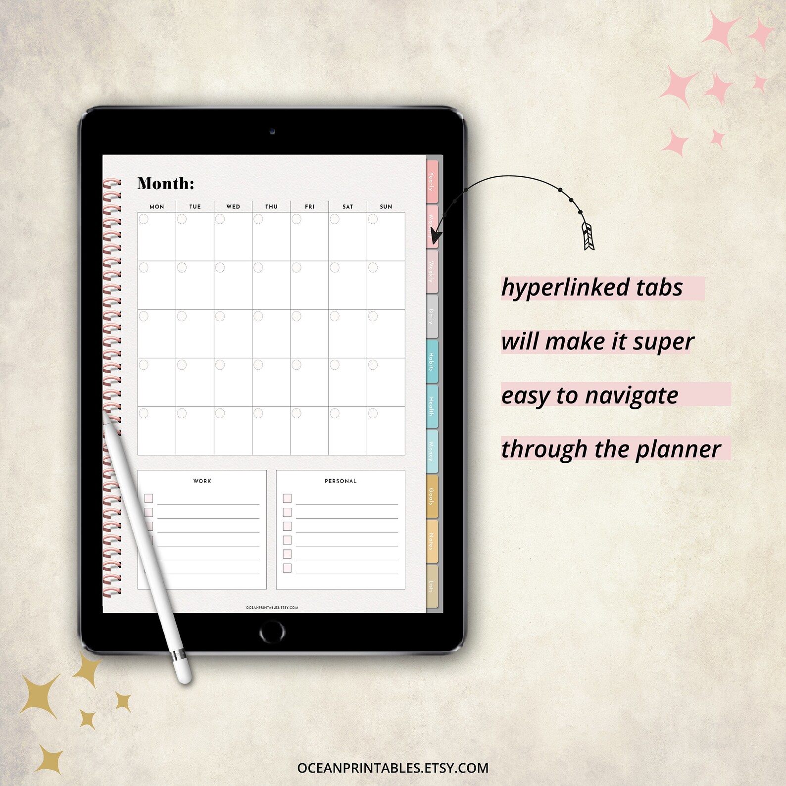 Chic Undated Digital Planner for Goodnotes Noteshelf Xodo - Etsy