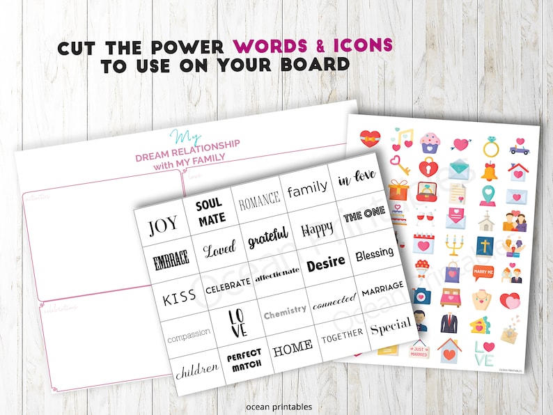 Relationship Vision Board Printables Kit, Attract Love Affirmations ...