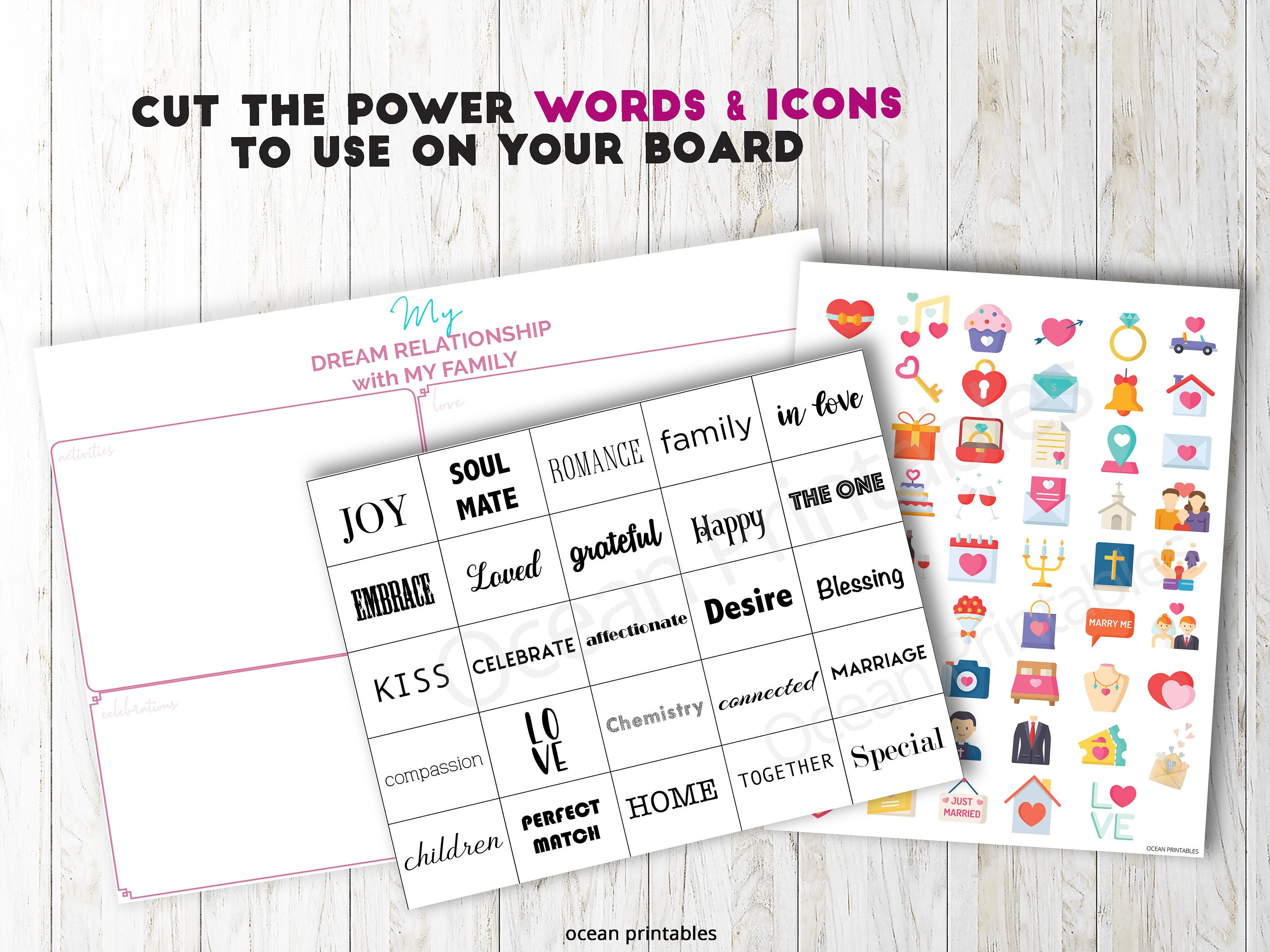 Relationship Vision Board Printables Kit, Attract Love Affirmations ...