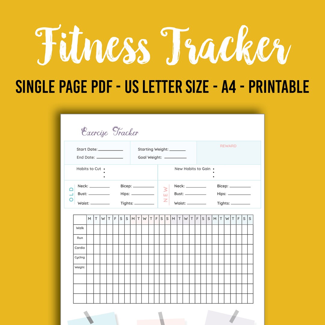 Exercise Tracker, Monthly Fitness Planner, Workout Tracker, Gym Diary ...