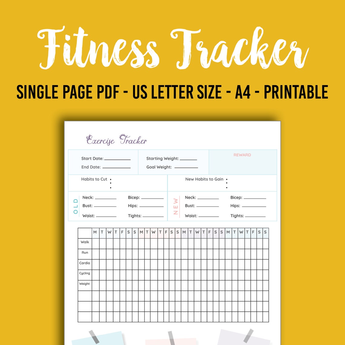 Exercise Tracker Monthly Fitness Planner Workout Tracker | Etsy
