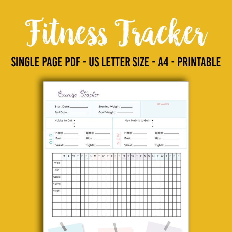 Exercise Tracker, Monthly Fitness Planner, Workout Tracker, Gym Diary ...
