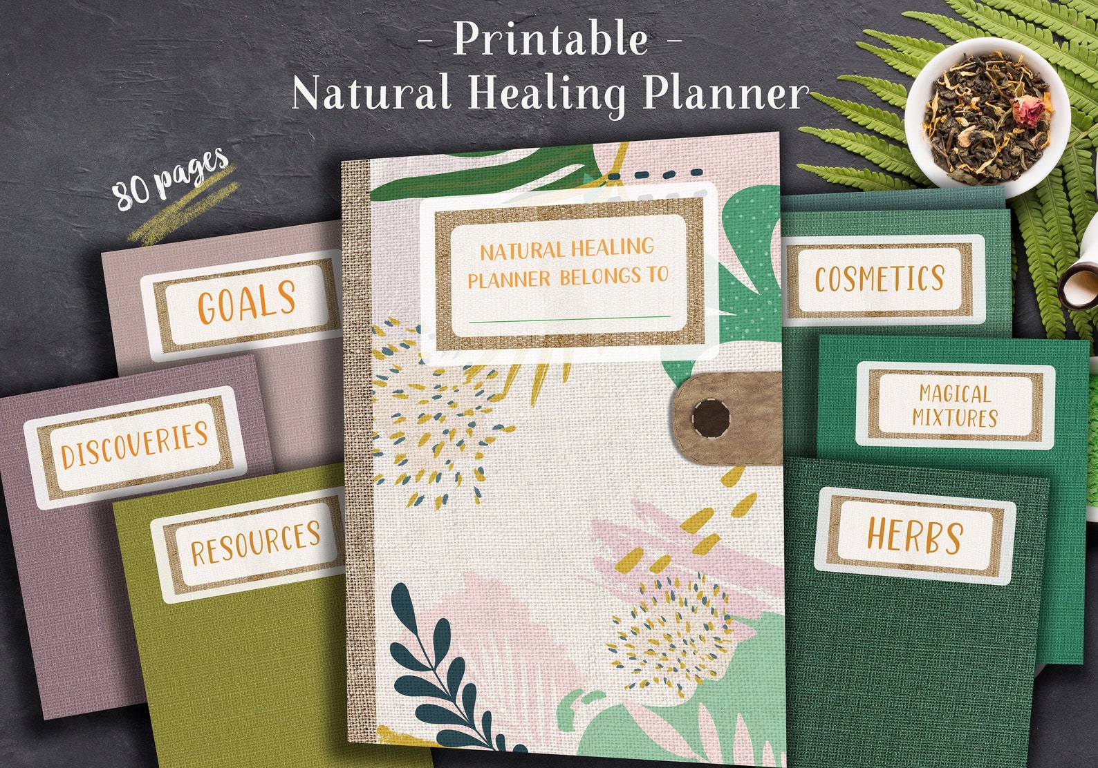 Printable Herbalist Planner, Natural Healing Journal, Botanical Herbs ...