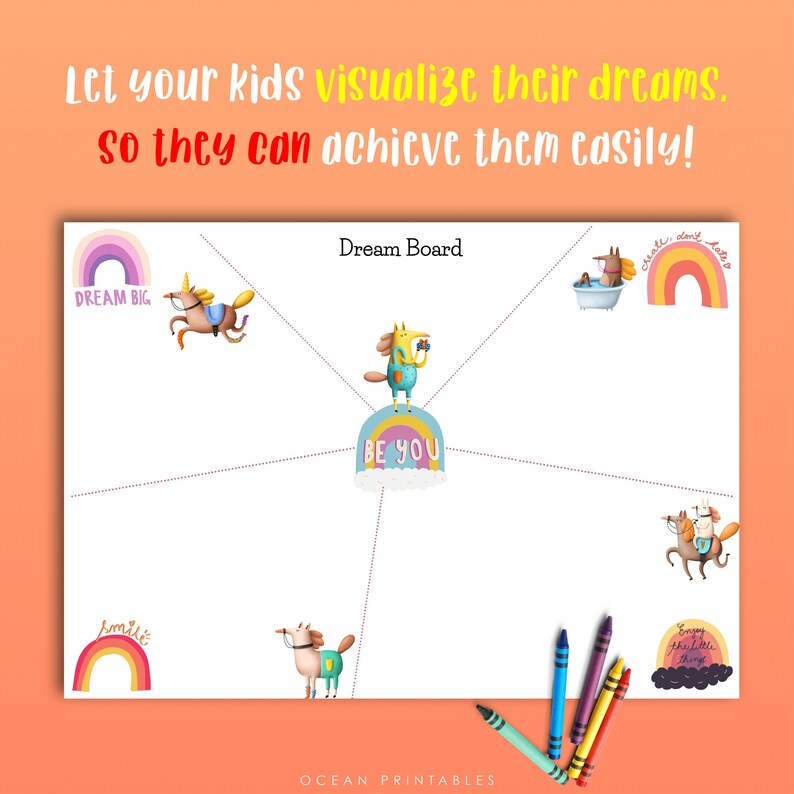 Kids Vision Board Printable Kit, Homeschool Worksheets for Kids, Home ...