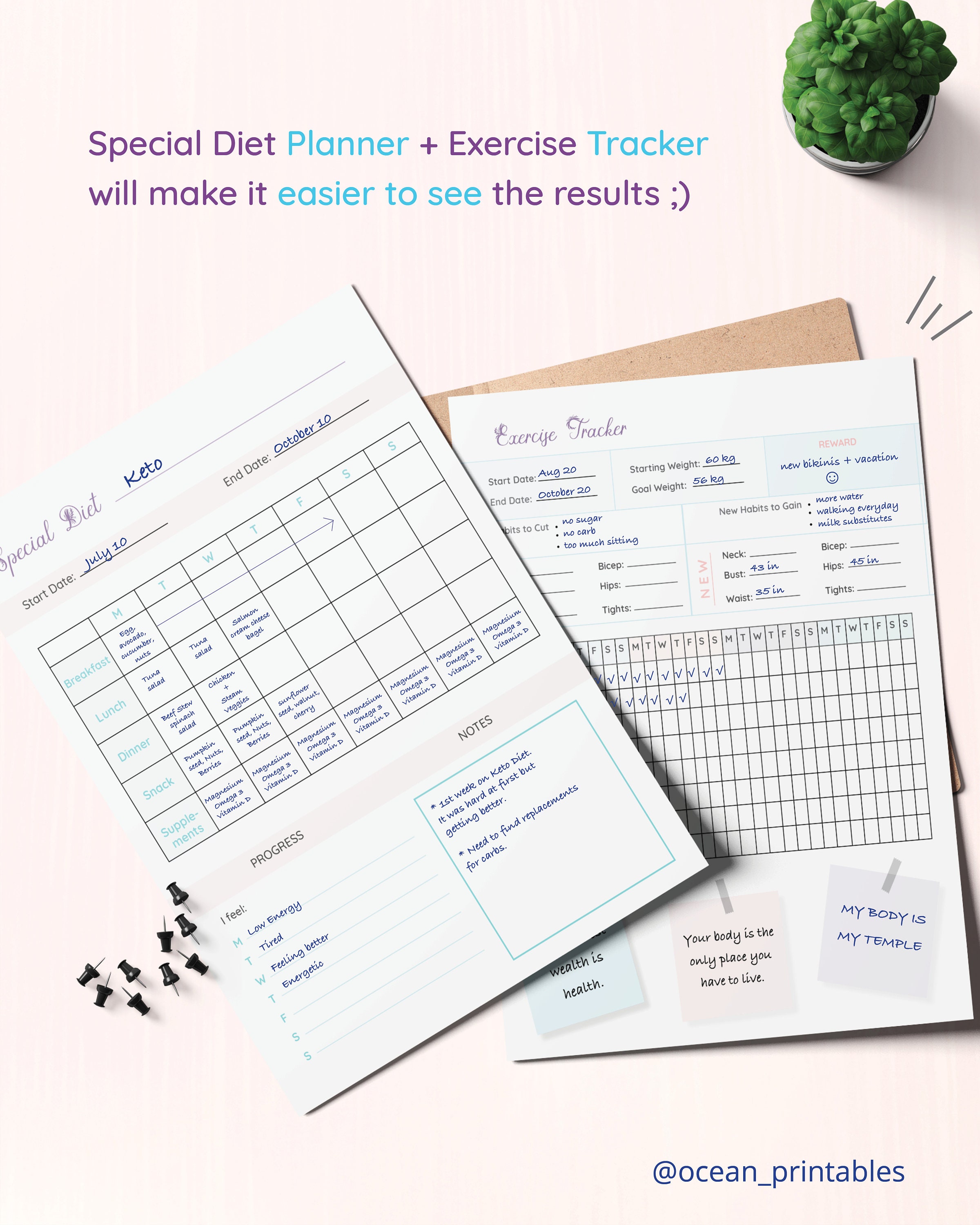 Health and Wellness Journal, Weight Loss Tracker, Fitness Log ...