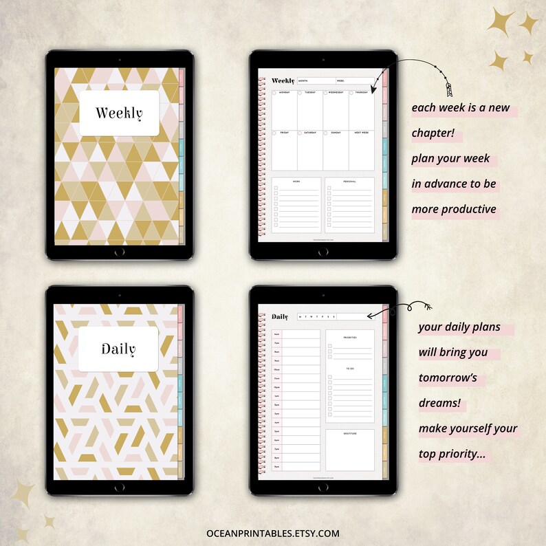 Chic Undated Digital Planner for Goodnotes, Noteshelf, Xodo, Ipads,ipad ...