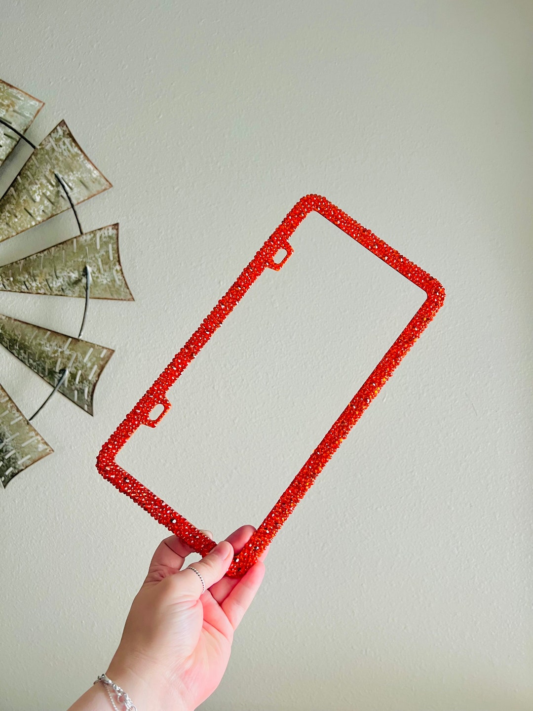 SOLID Chunky Orange Glass License Plate Frame Bling Thin - Etsy