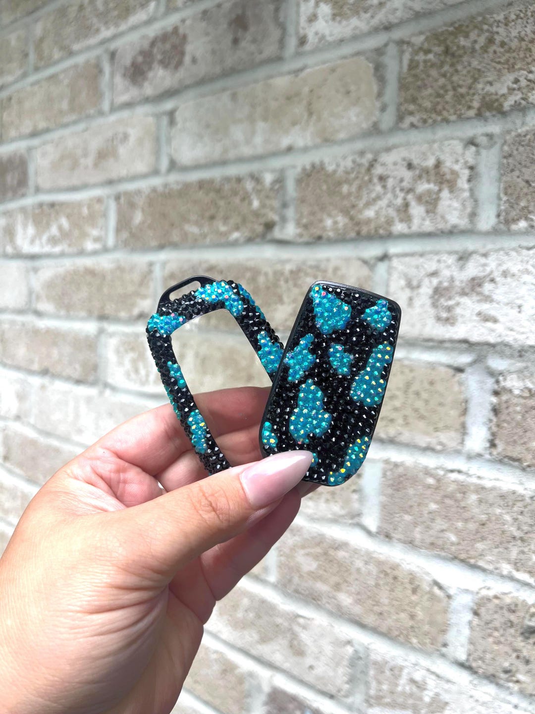 Bling Turquoise Cow Print Key Fob Cover Bedazzled Keychain - Etsy